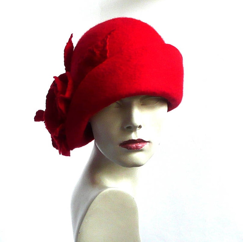 Felt Hat Red Felted Hat Cloche Hat FELTPOINT Red Cloche - Etsy