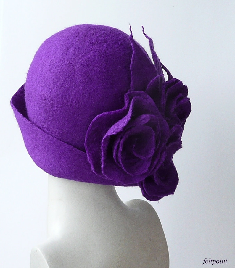Purple Felted Hat Felt Hats Women's Hat Cloche Hats Felted Hats 1920s ...