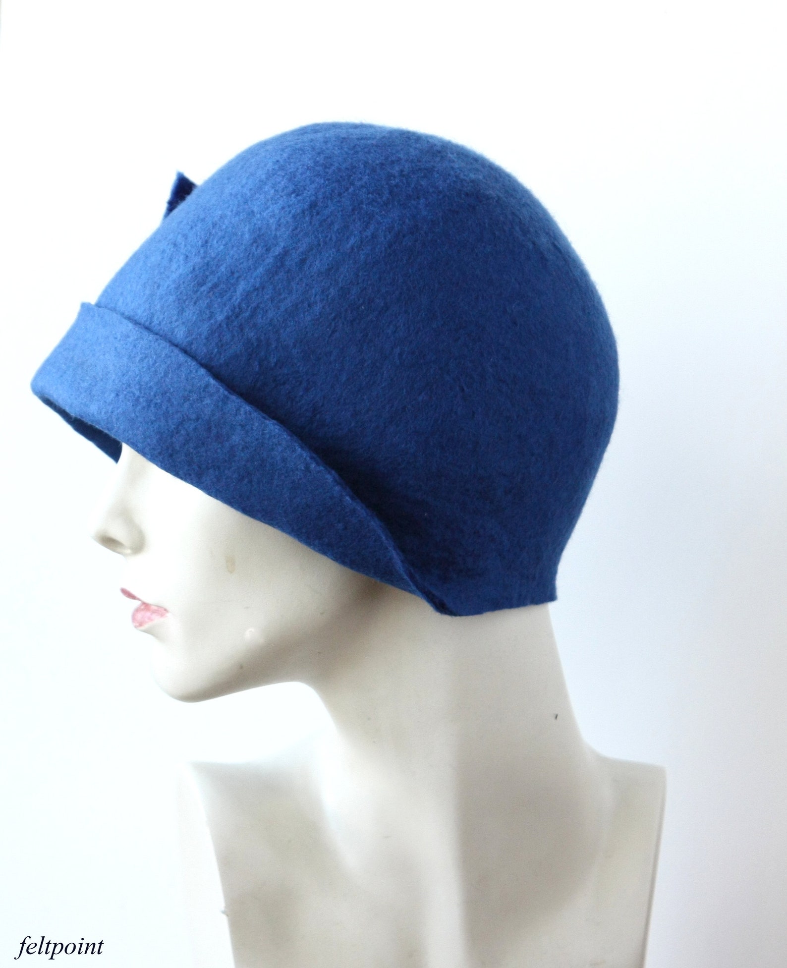 Blue Felt Hat, Felt Cloche,cloche Hat, Felted Hat,1920 Hat Art,blue Hat ...