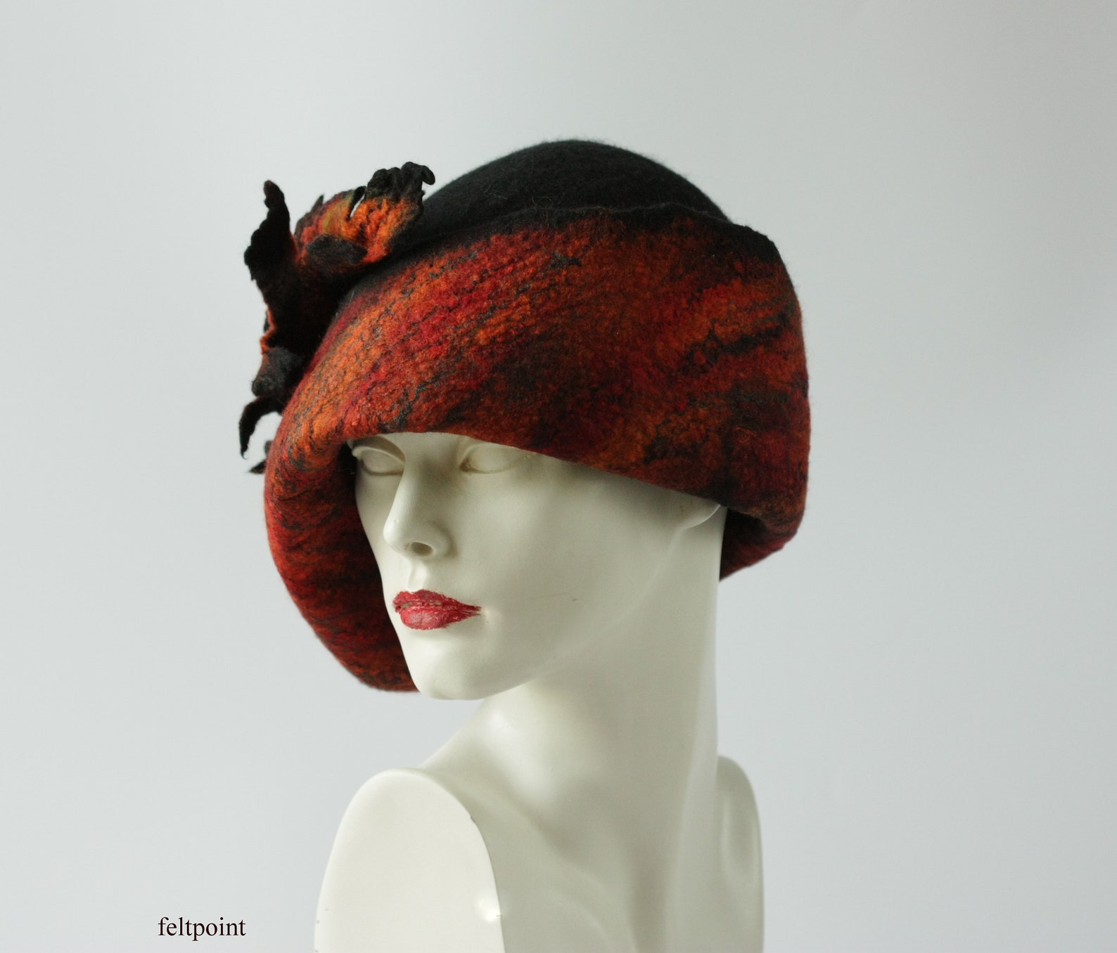 Wool Hat in Warm Colors. Handmade Cloche - Etsy