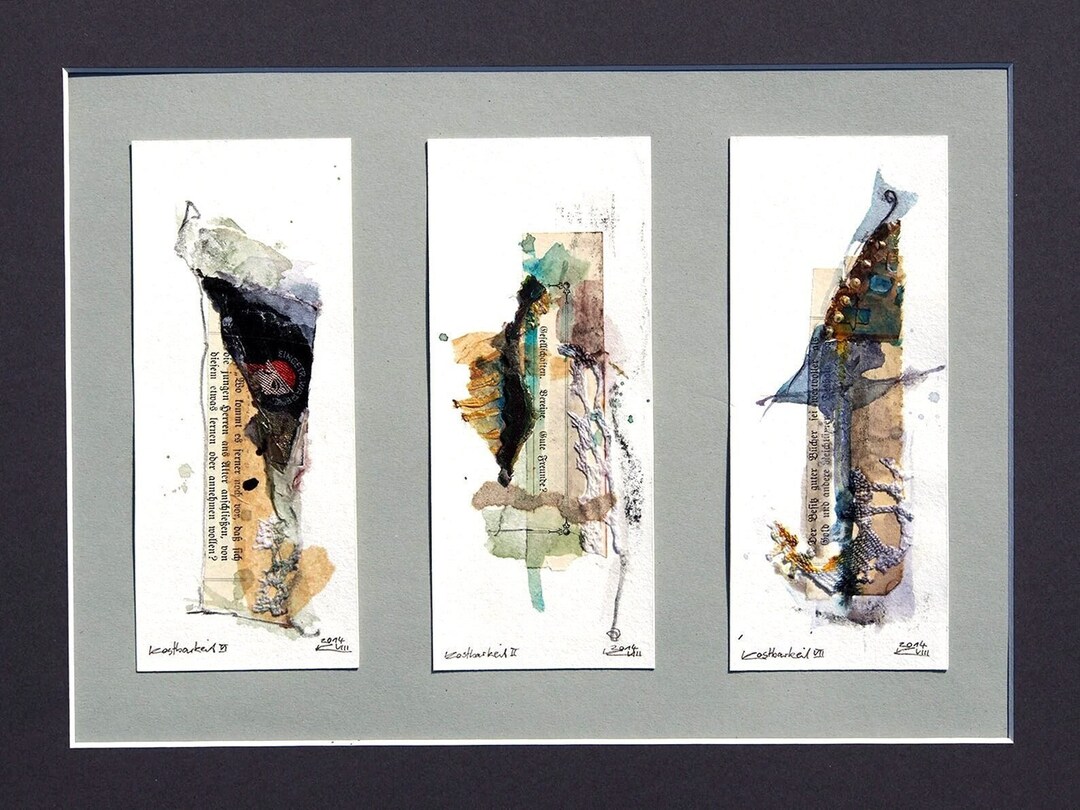 Art petites images étroites formats portrait tons bruns unique 3 ...