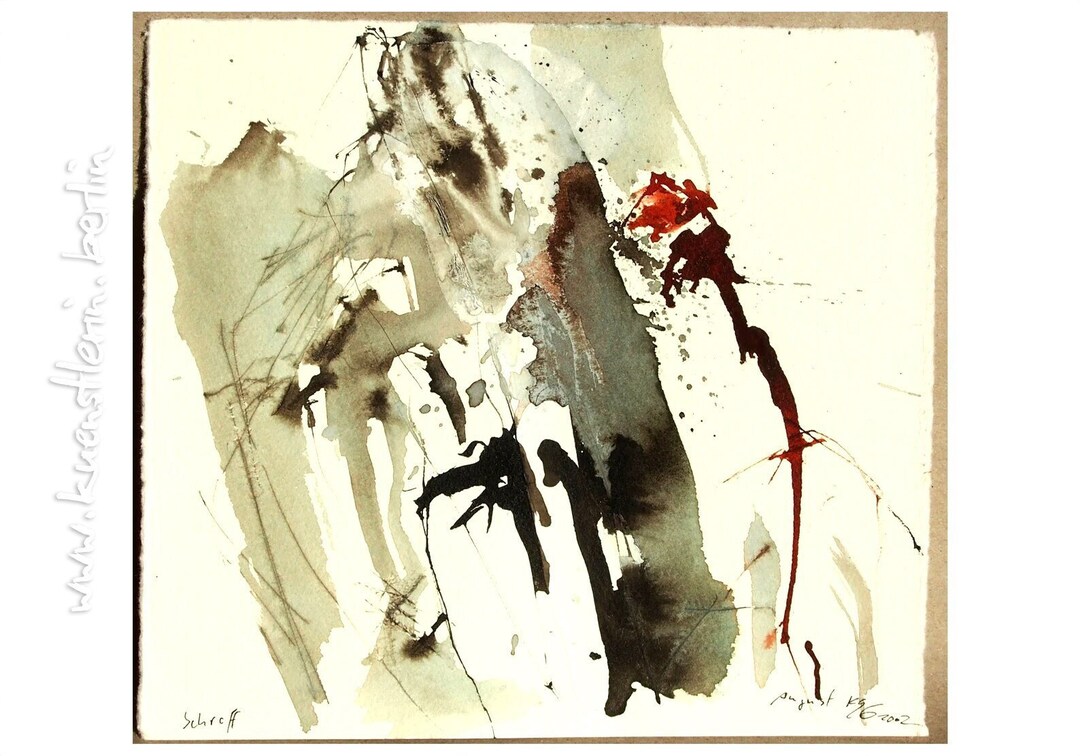 Art Abstract Small Picture Original Ink Painting Nature Rocks Unique ...