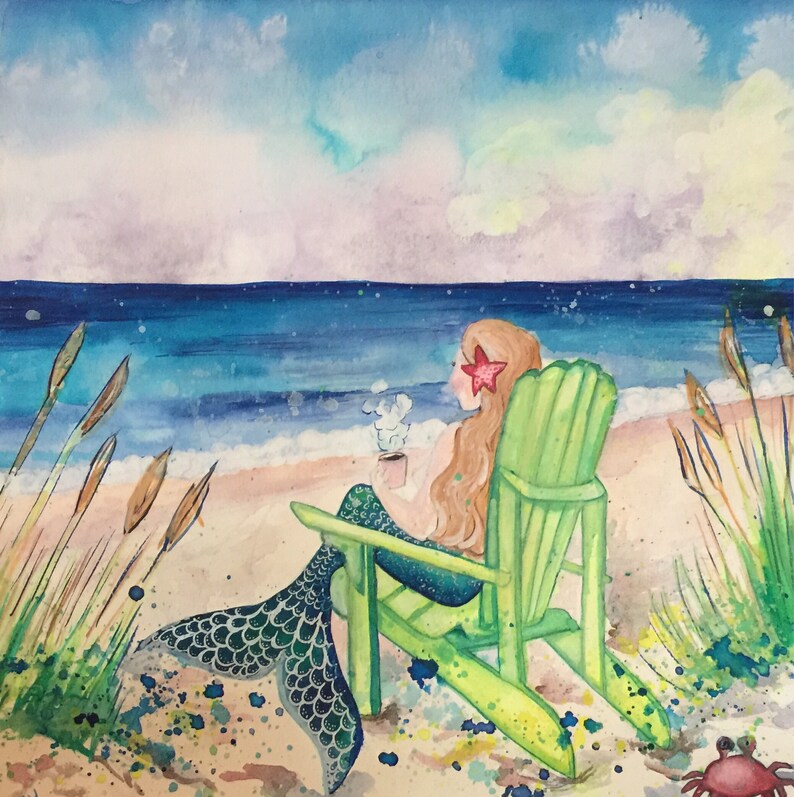 I'm Really a Mermaid Series Mermaid Drinking Coffee - Etsy