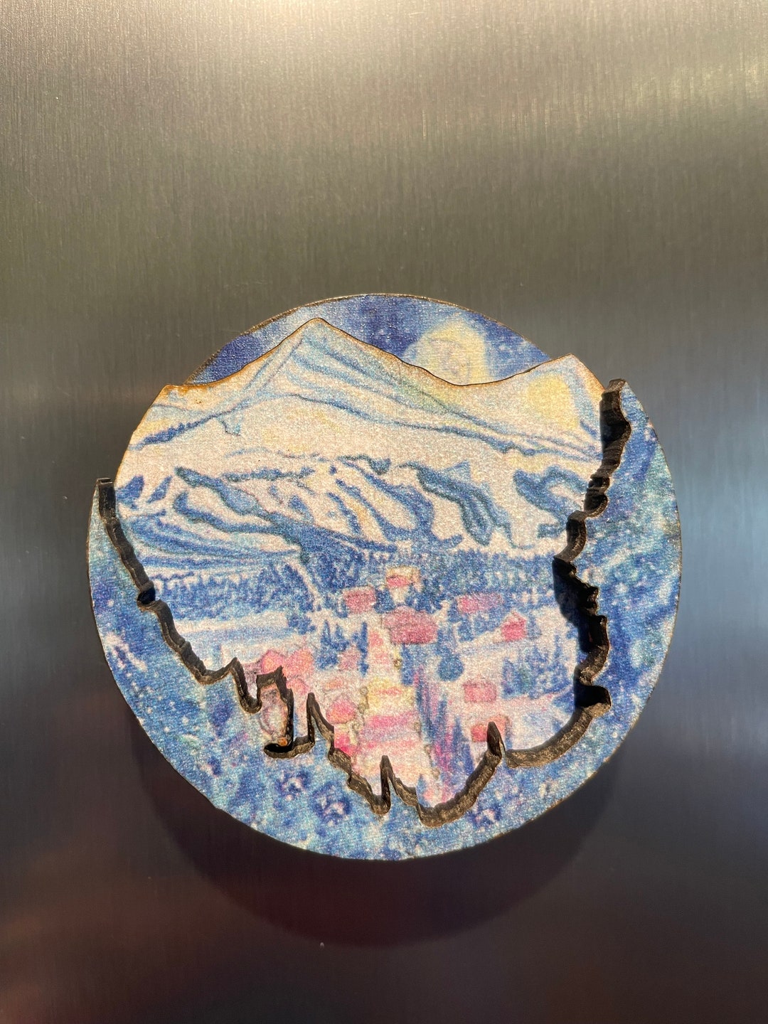 Goodnight Mountains 3D Wood Magnet - Etsy