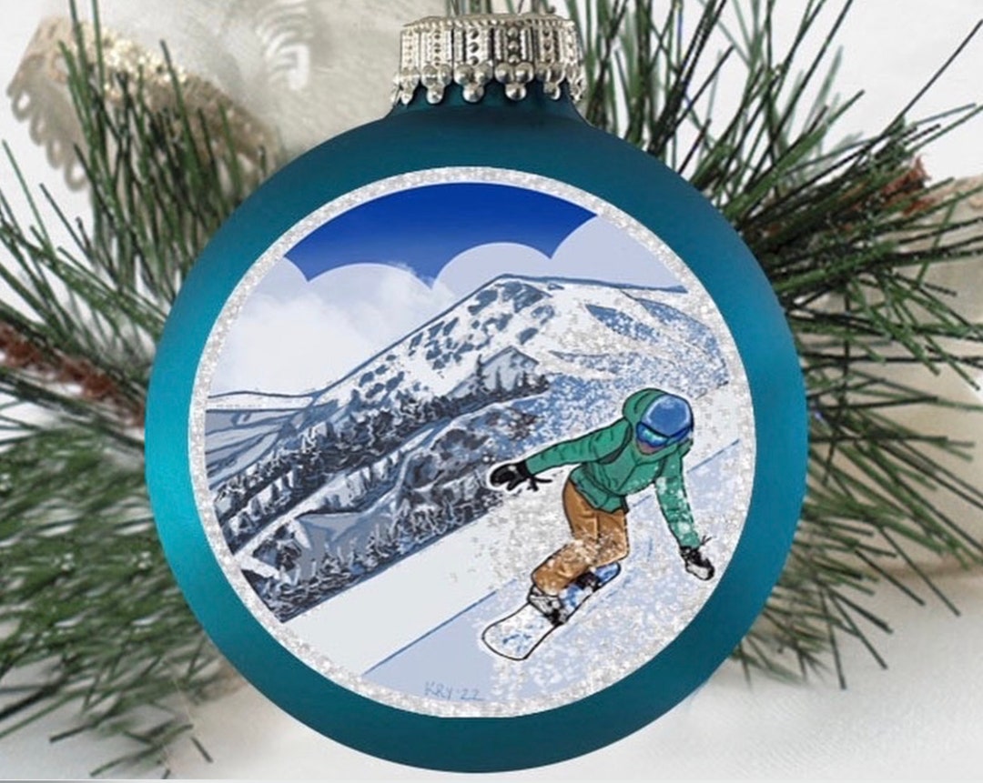 Snowboarder Glass Ornament - Etsy