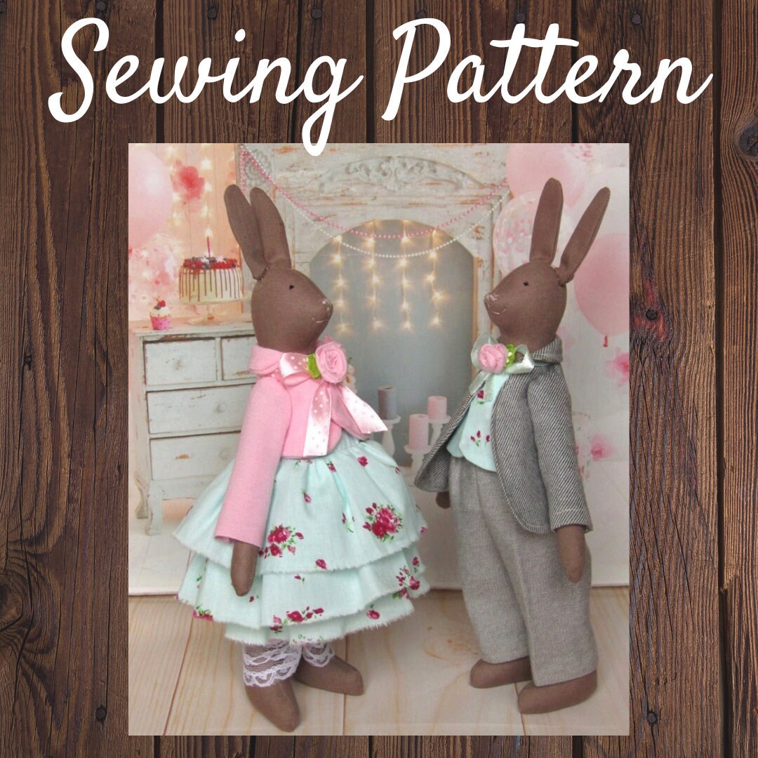 PATTERN Pair of Rabbits Rabbit Toy Pattern Doll Sewing Pattern Plushie ...