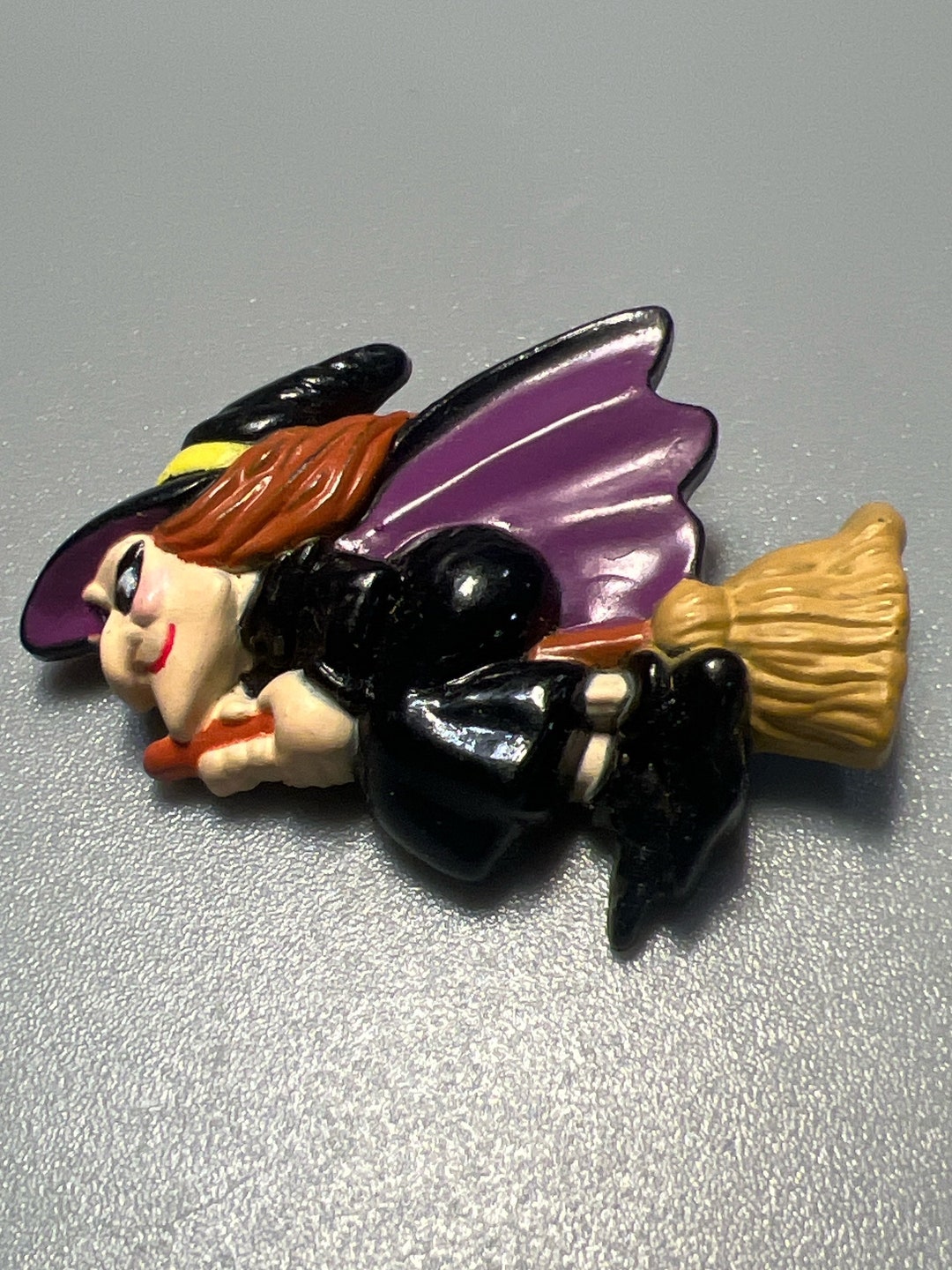 Vintage Plastic Witch on Her Broom Pin Brooch a1059gr - Etsy