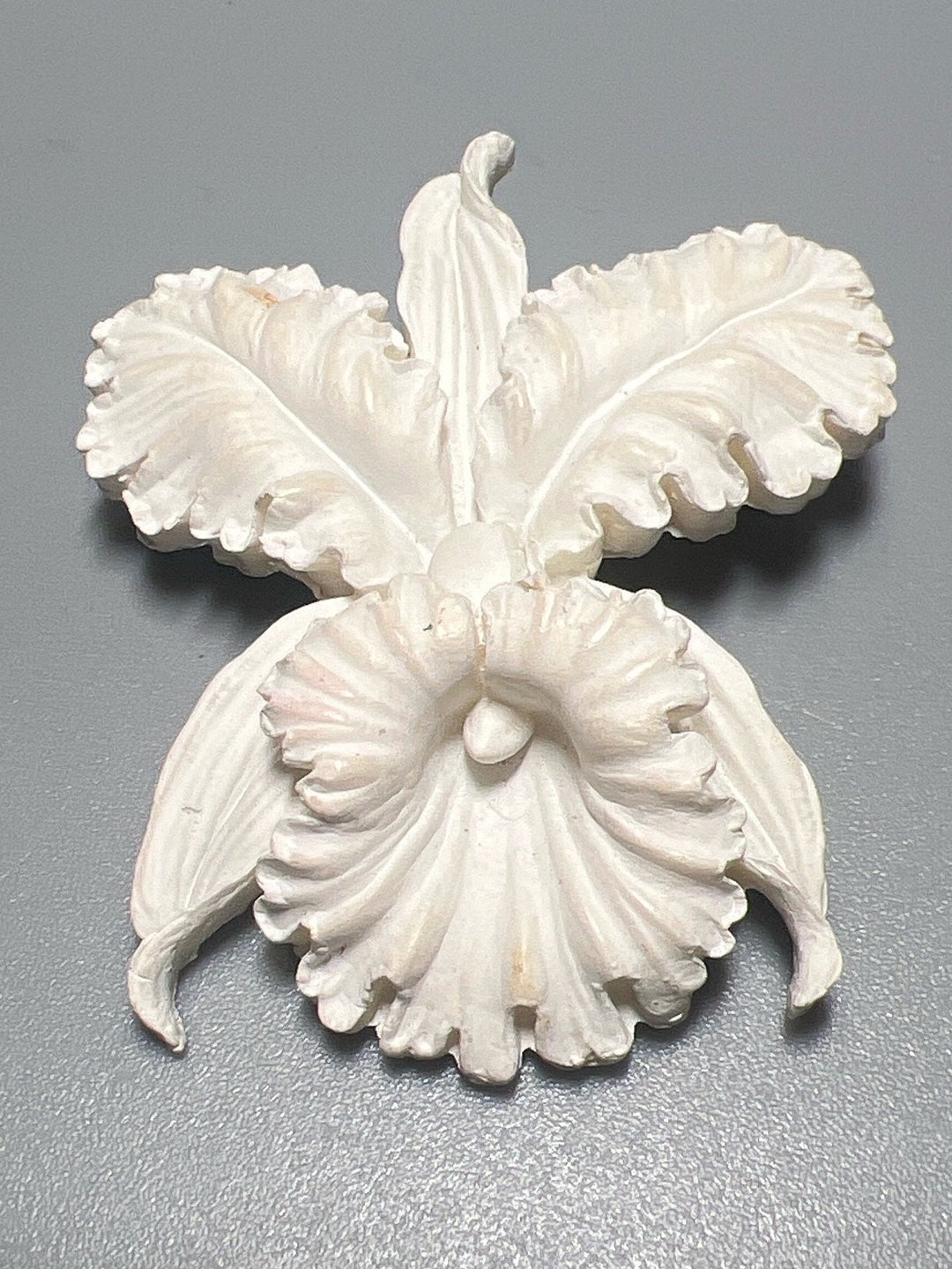 Vintage Snow White Orchid Pin Brooch a369gr - Etsy