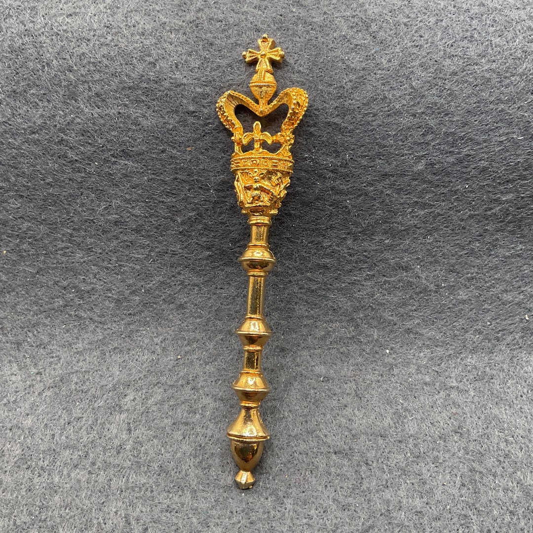Large Vintage Gold Tone Royal Scepter Brooch 6701 - Etsy