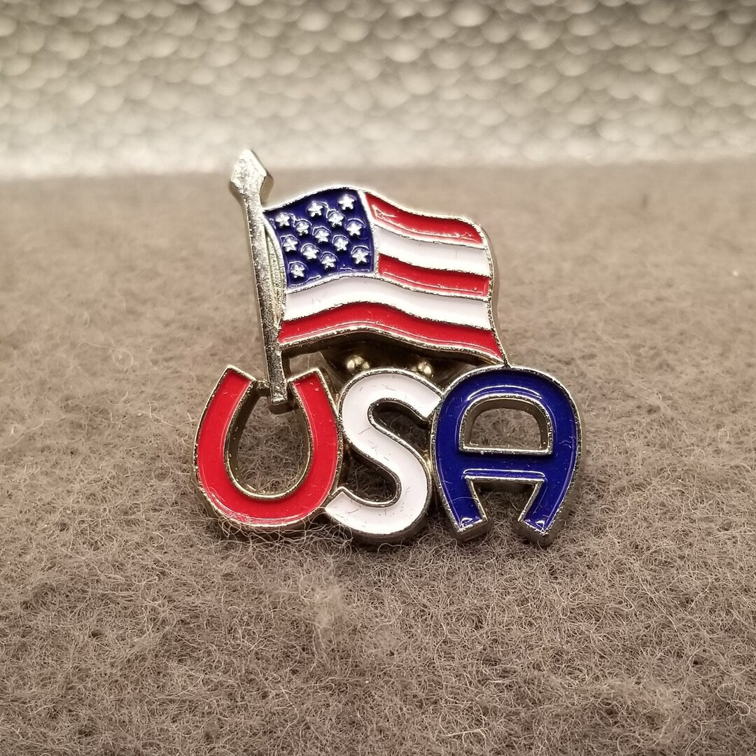 Silver Tone USA Red White and Blue Flag Pin 3292 - Etsy