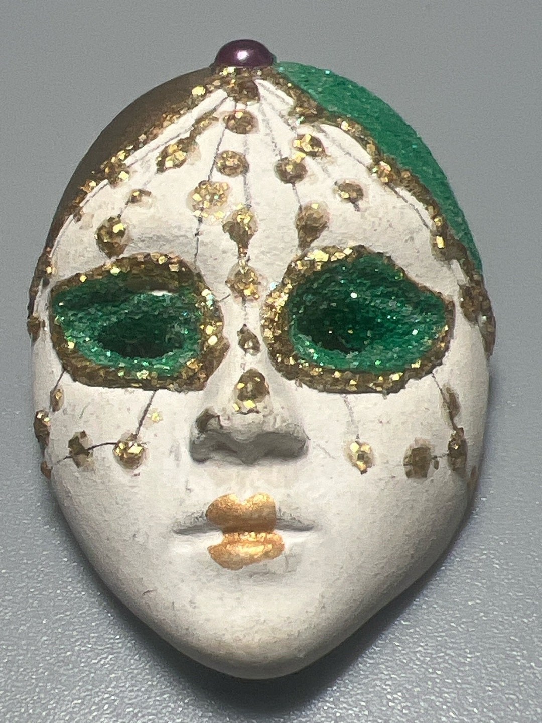 Vintage Ceramic Mardi Gras Mask Pin Brooch a4517gr - Etsy