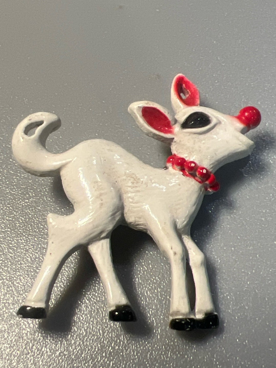 Vintage Enamel White and Red Rudolph Branch Pin Brooch a1941gr - Etsy