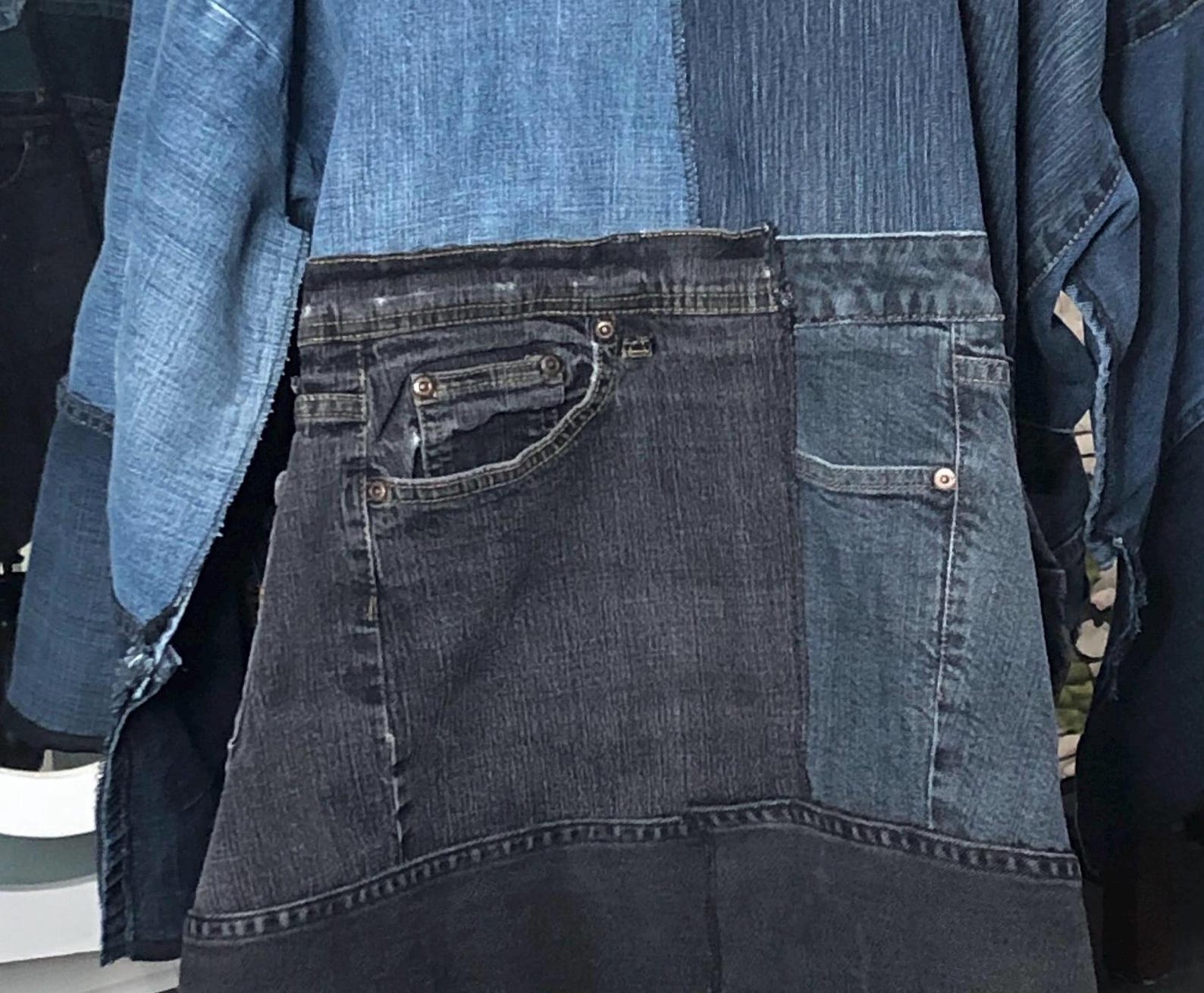 Upcycled Denim Bog Coat: Handmade Patchwork Jacket With Pockets - Etsy