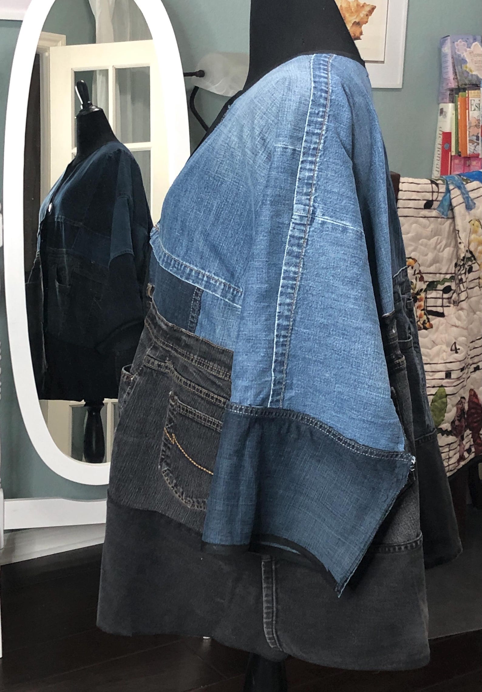 Upcycled Denim Bog Coat: Handmade Patchwork Jacket With Pockets - Etsy