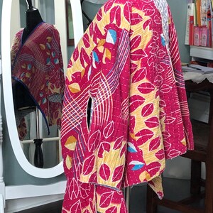 Reversible Kantha Quilted Shrug: Plus Size Embroidered Pockets - Etsy