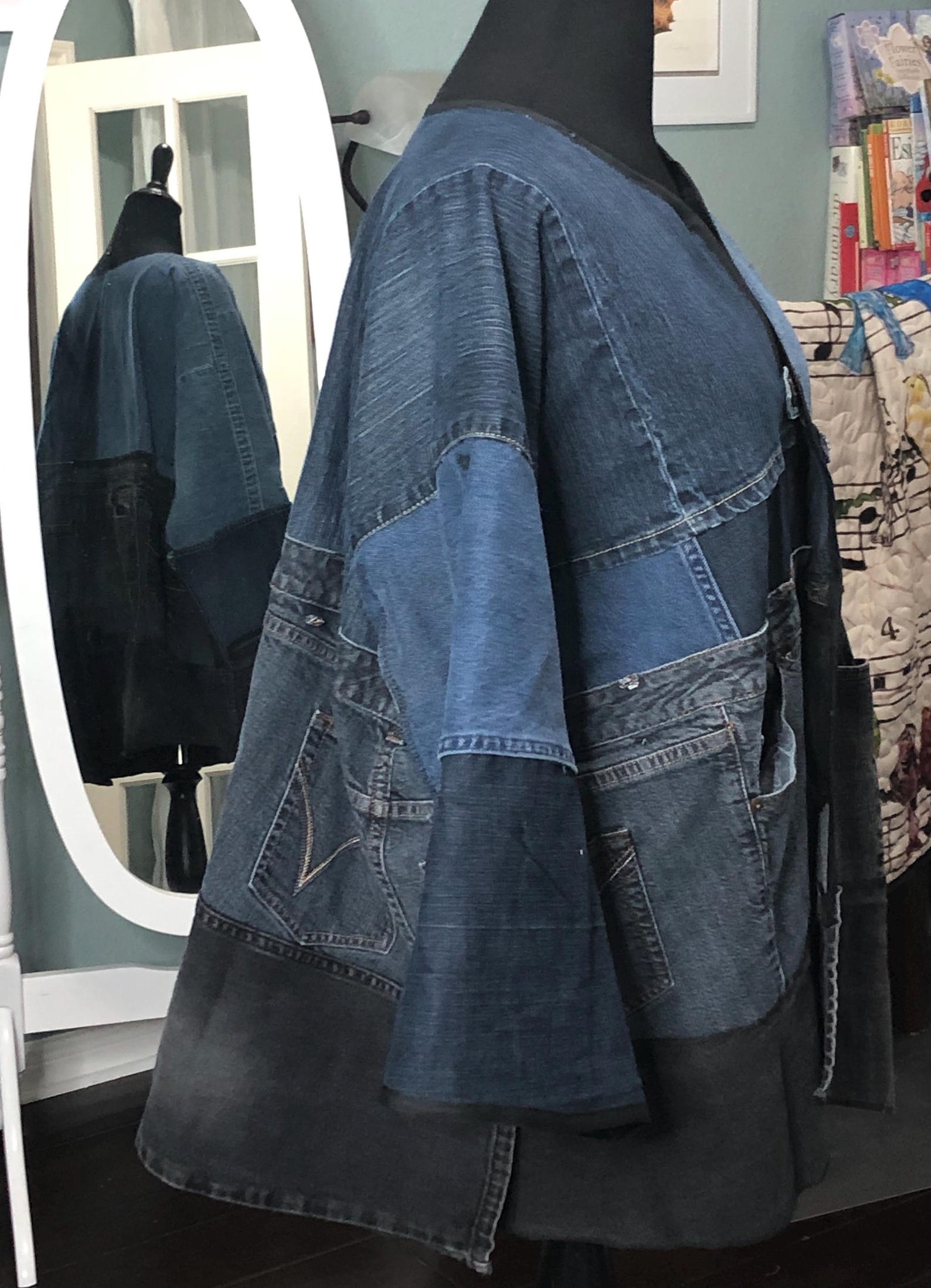 Upcycled Denim Bog Coat: Handmade Patchwork Jacket With Pockets - Etsy