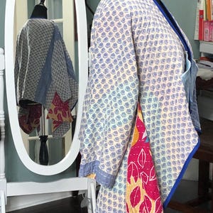 Reversible Kantha Quilted Shrug: Plus Size Embroidered Pockets - Etsy