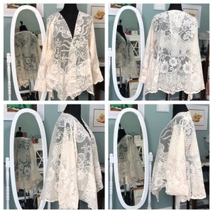 Womens Lace Crop Jacket Vintage up Cycled Lace Jacket Kimono Sleeve ...