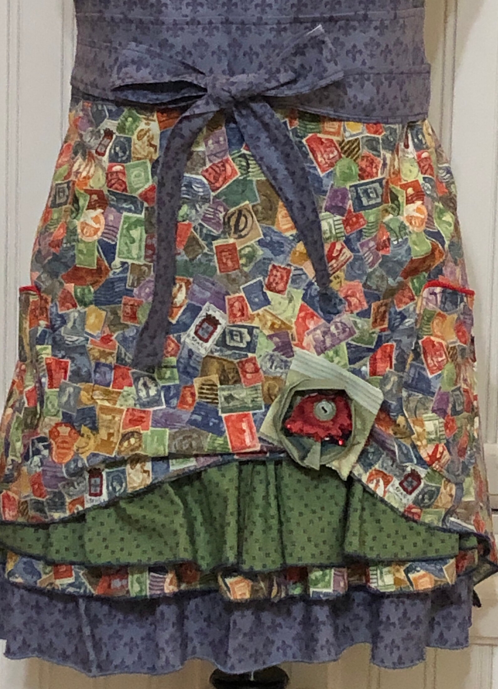Women's Full Apron Postal Theme Blue Green Orange Ruffled - Etsy