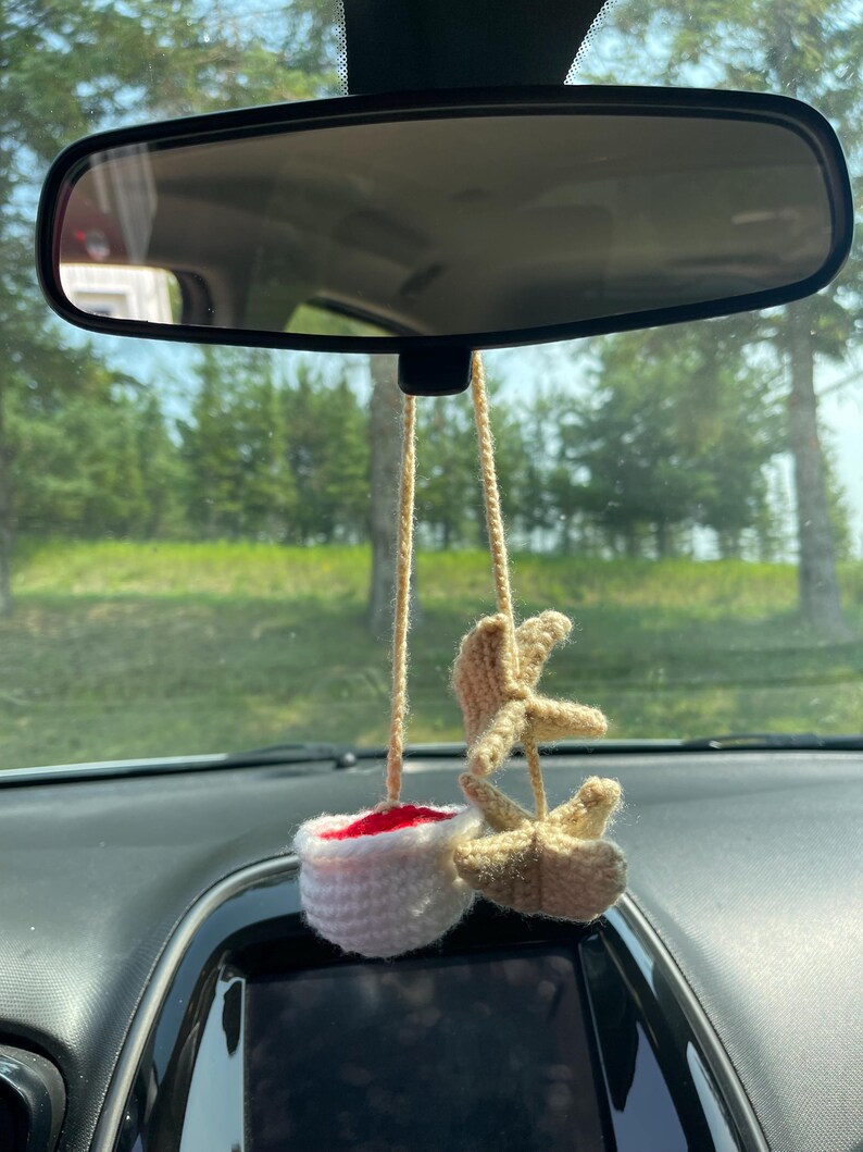 Crab Rangoon & Sweet and Sour Sauce Crochet Car Dangle - Crochet Car ...
