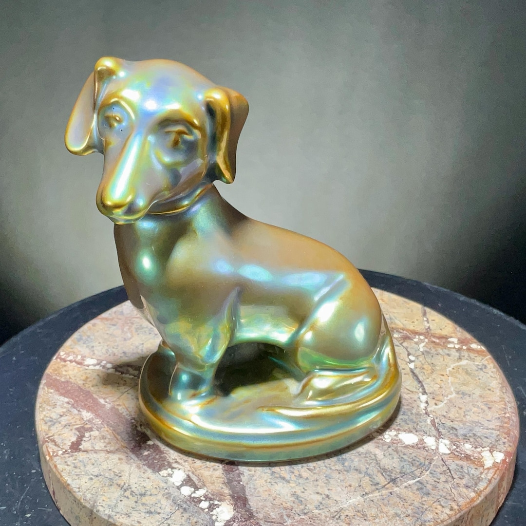 Zsolnay Hungary Eosin Dachshund Dog Figurine - Etsy