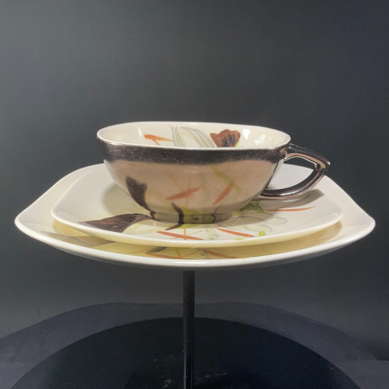 Red Wing Pottery Lotus Bronze / Concord Dessert Trio - Etsy