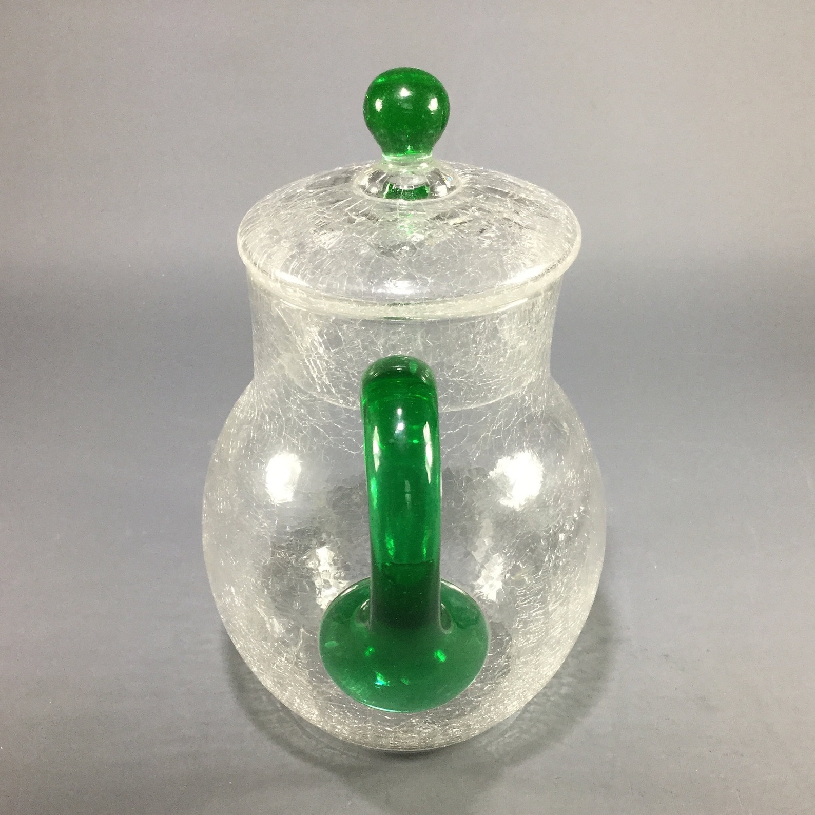 Vintage Fry Crackle Glass Pitcher With Lid - Etsy