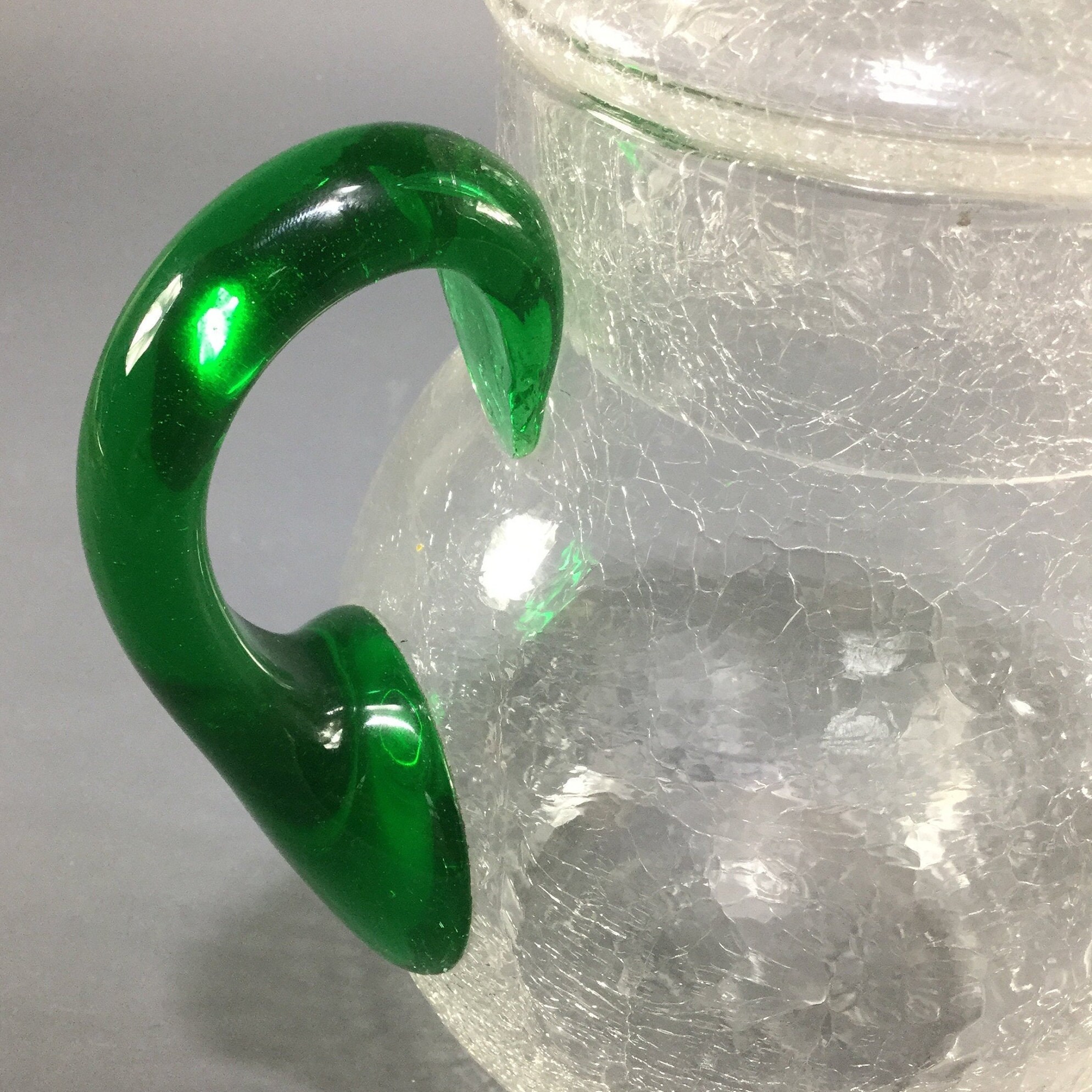 Vintage Fry Crackle Glass Pitcher With Lid - Etsy