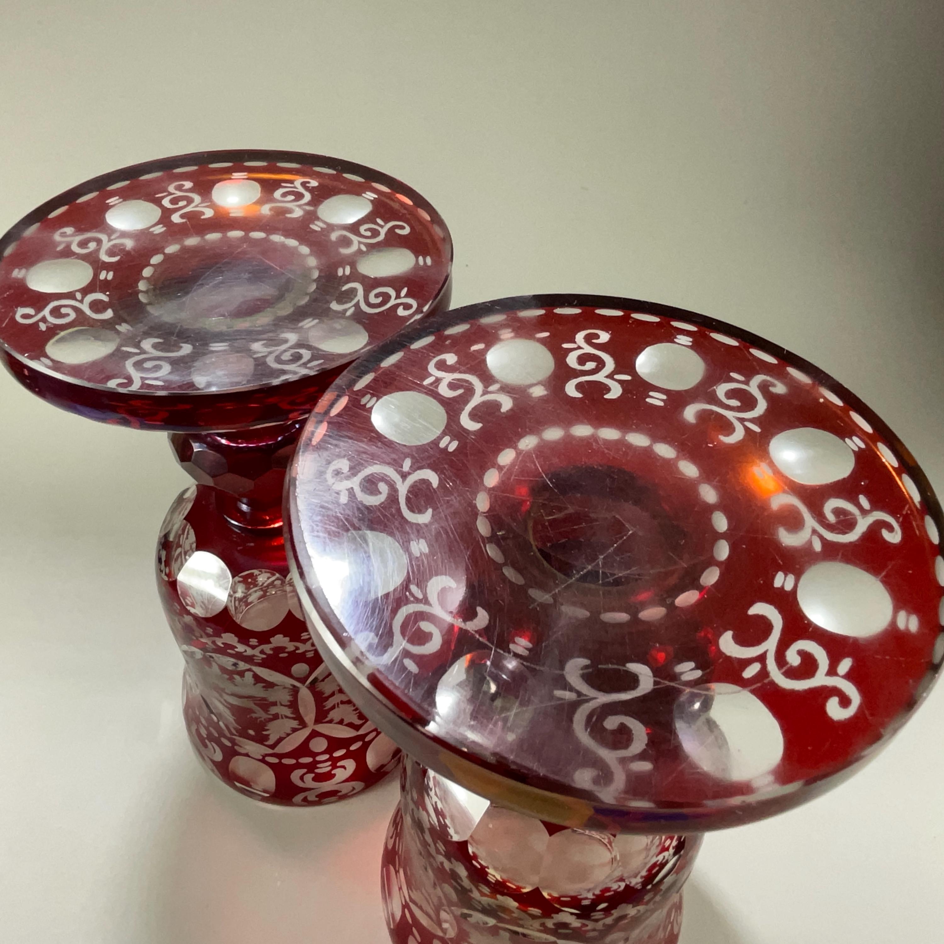 Bohemian Ruby Cut to Clear Pokals: Castle & Stag Design, Pair - Etsy