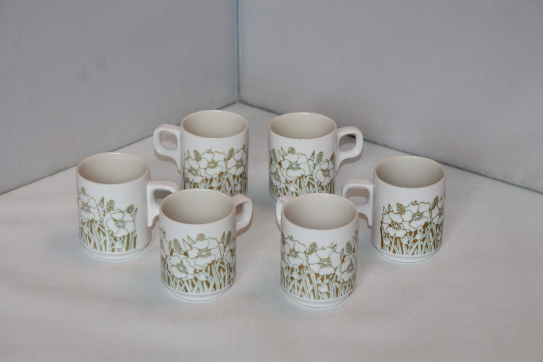 Hornsea Pottery Vintage Small Coffee Mugs Set of Six Fleur Pattern - Etsy