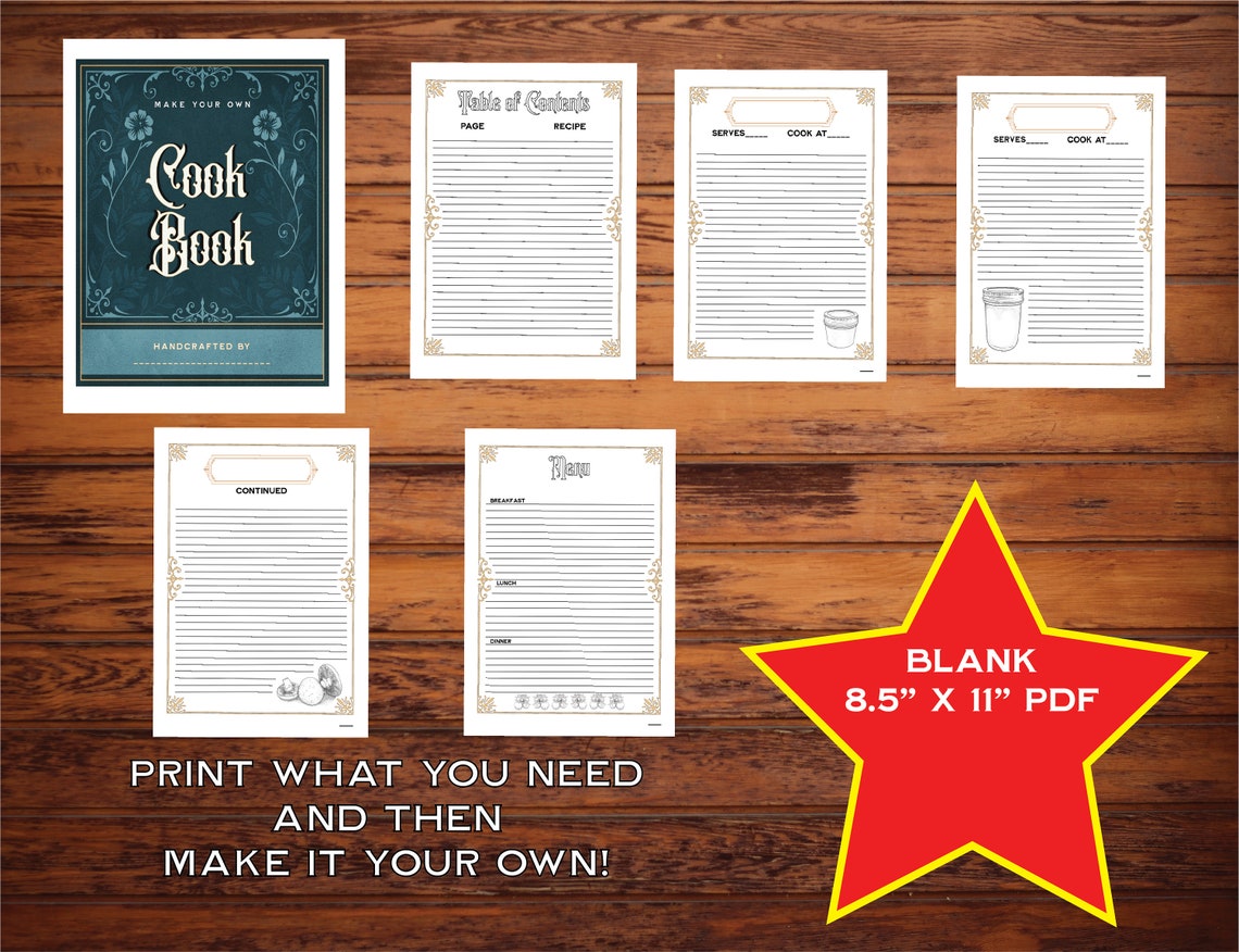 Make Your Own Cook Book Digital Download - Etsy