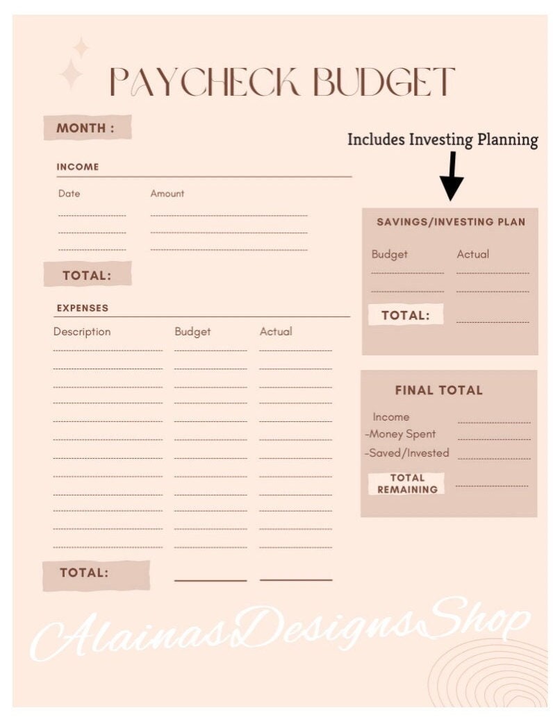 Digital Budget Template - Etsy