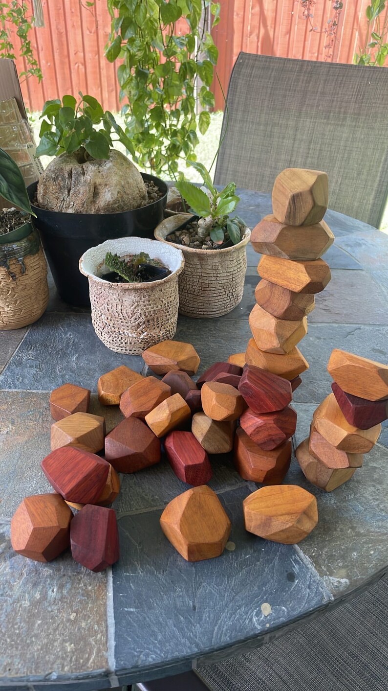 Wooden Stackable Rocks, Assorted Set of Meditative Wood Cairn Rock ...