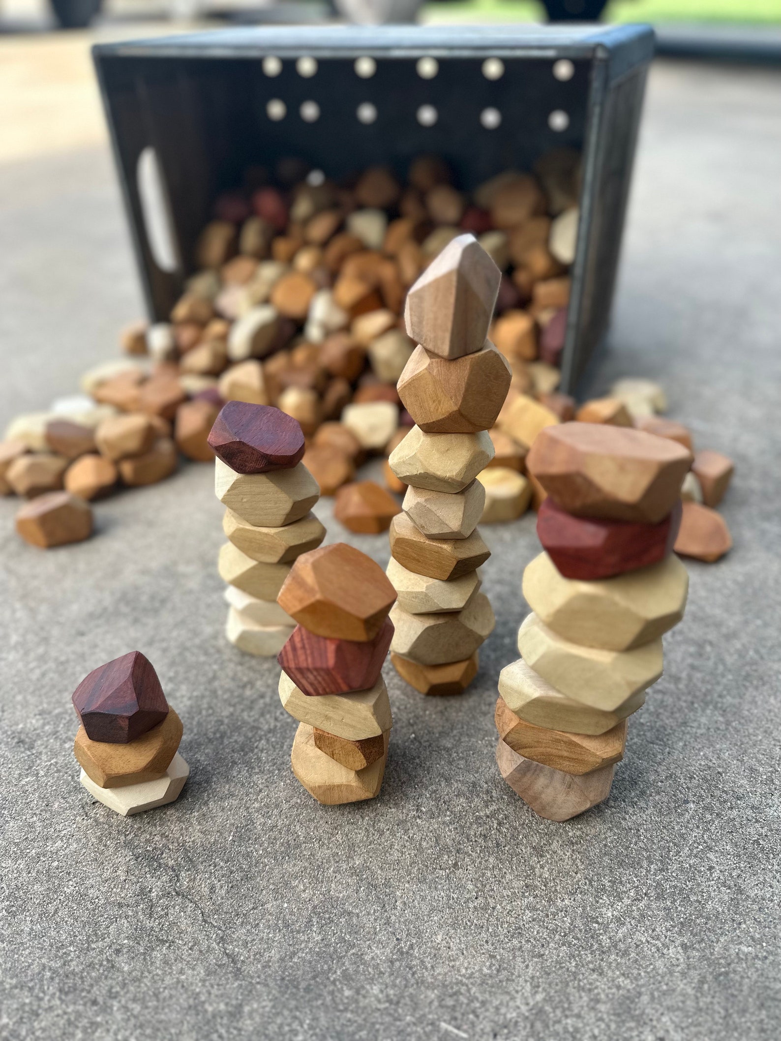 Wooden Stackable Rocks, Assorted Set of Meditative Wood Cairn Rock ...