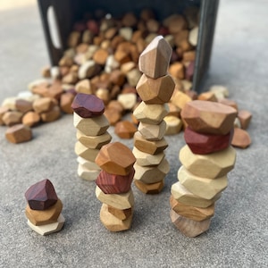 Wooden Stackable Rocks, Assorted Set of Meditative Wood Cairn Rock ...