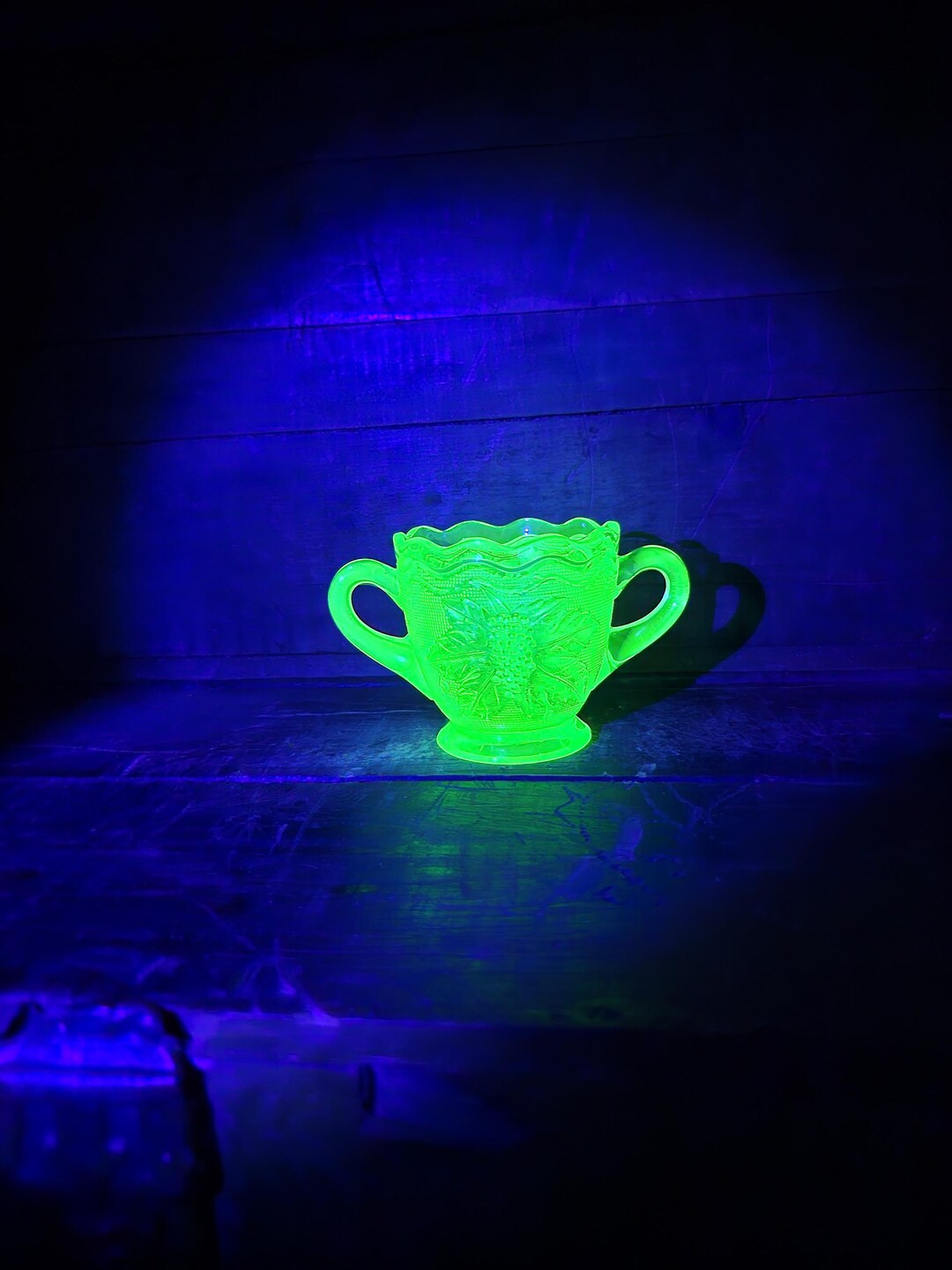 Uranium Glass Sugar Container, Westmoreland Woolworth Stippled Grape ...