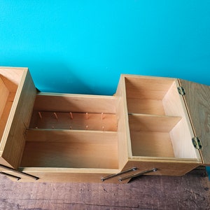 Vintage Two Tier Folding Wood Box Sewing/jewelry/craft - Etsy