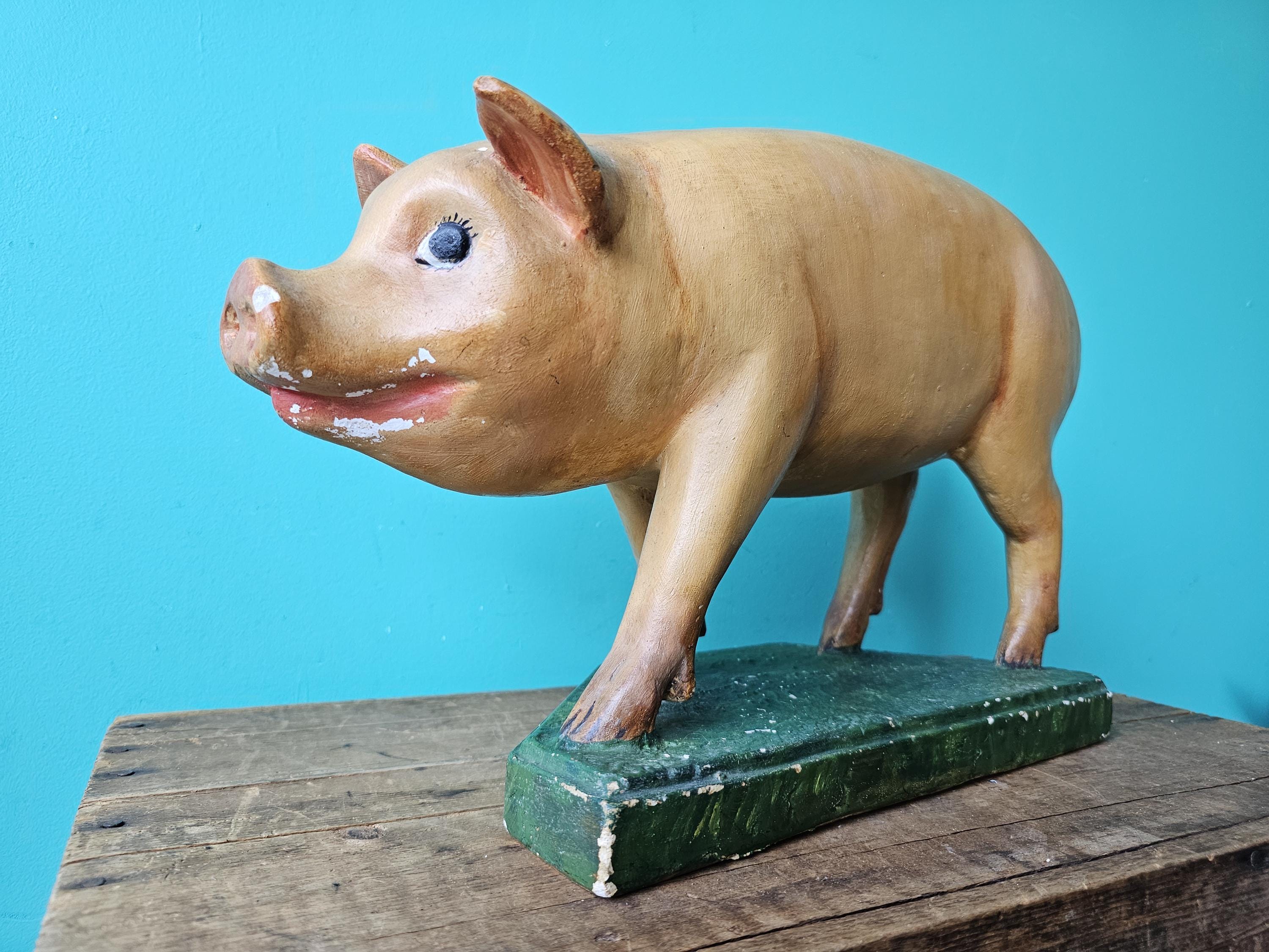 Antique Pig Statue, 1930s Butcher Shop Display