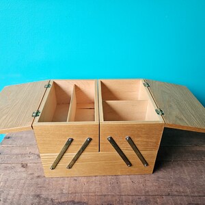 Vintage Two Tier Folding Wood Box Sewing/jewelry/craft - Etsy