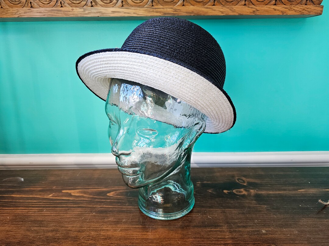 Fifties Frank Olive Blue and White Brim Hat - Etsy