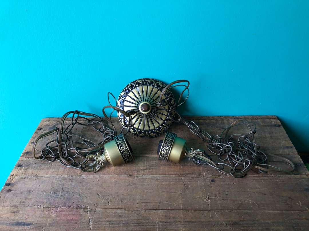 Vintage Ceiling Light Fixture, Double Chain Pendant Light - Etsy