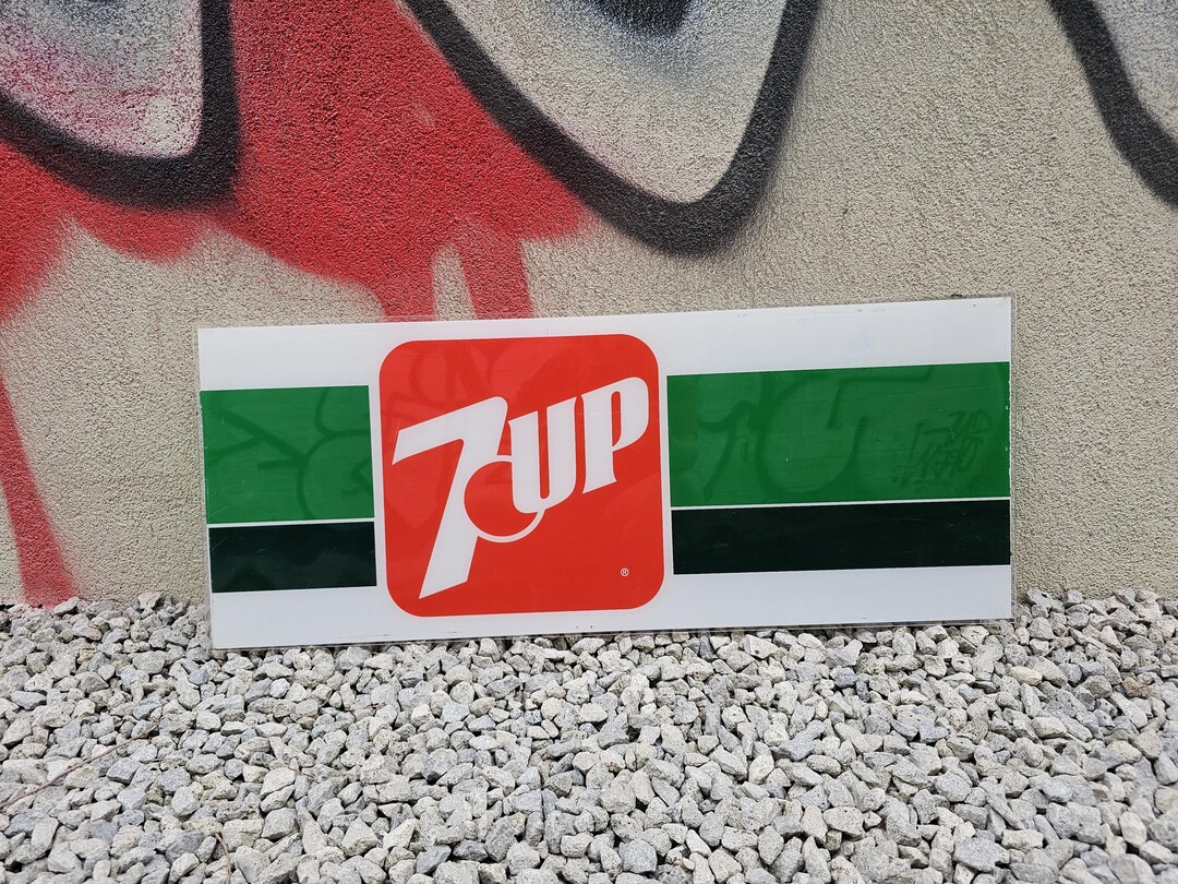 Vintage 7UP Sign, Plexiglass Insert From Display Fridge 33 1/2" X 14 ...