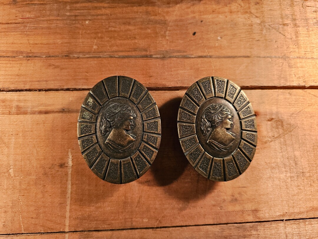 1950s Mid Century Hyer Roman Cameo Brass Knob Drawer Pulls USA - Etsy