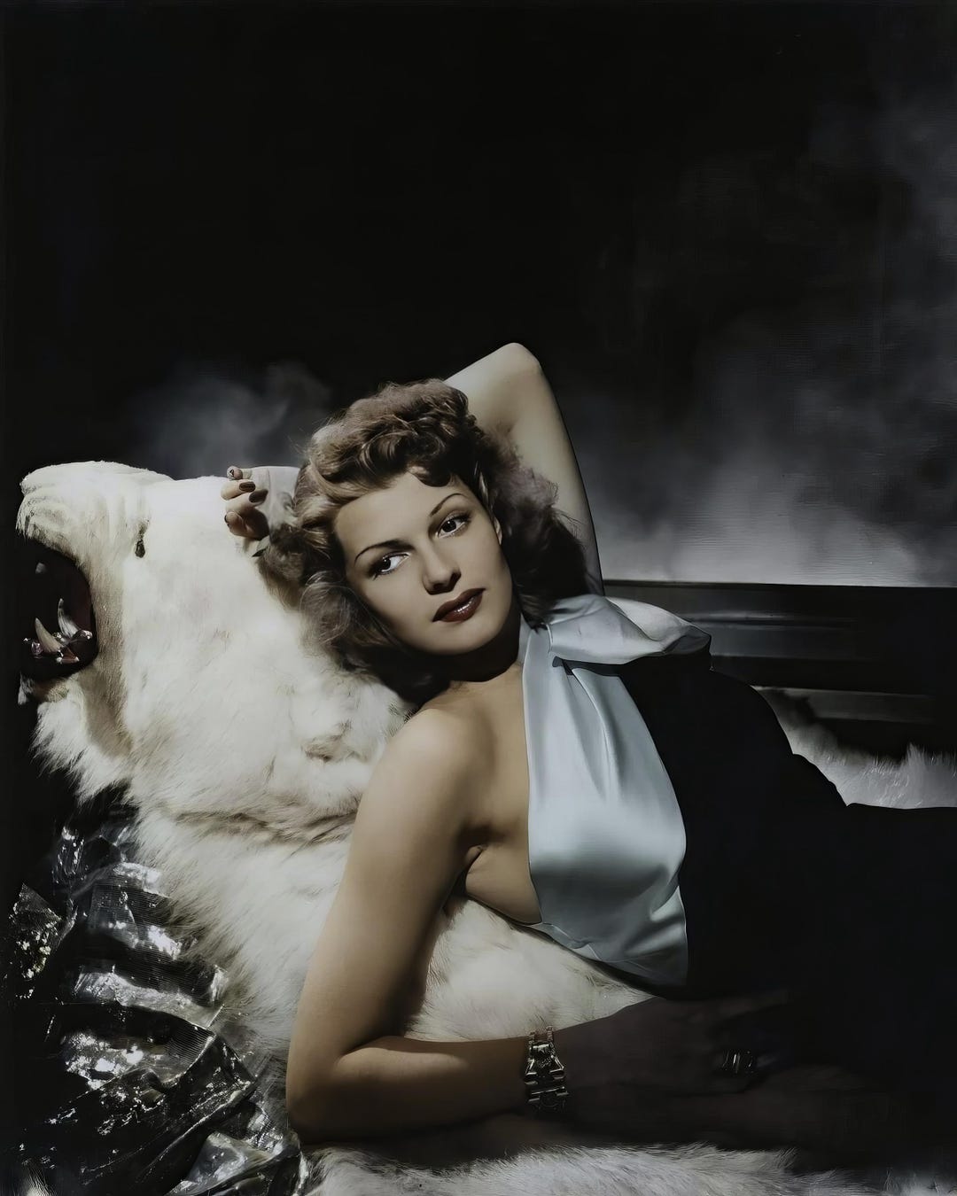 Rita Hayworth 1943 Glamour Photo on Bearskin Rug Color Multiple Sizes ...