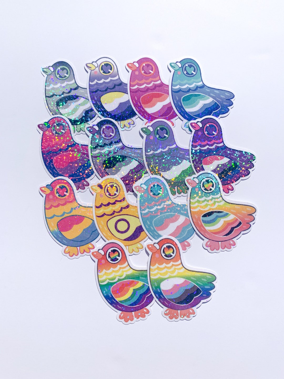 Pride Pigeon Glittery Holographic Vinyl Sticker - Etsy