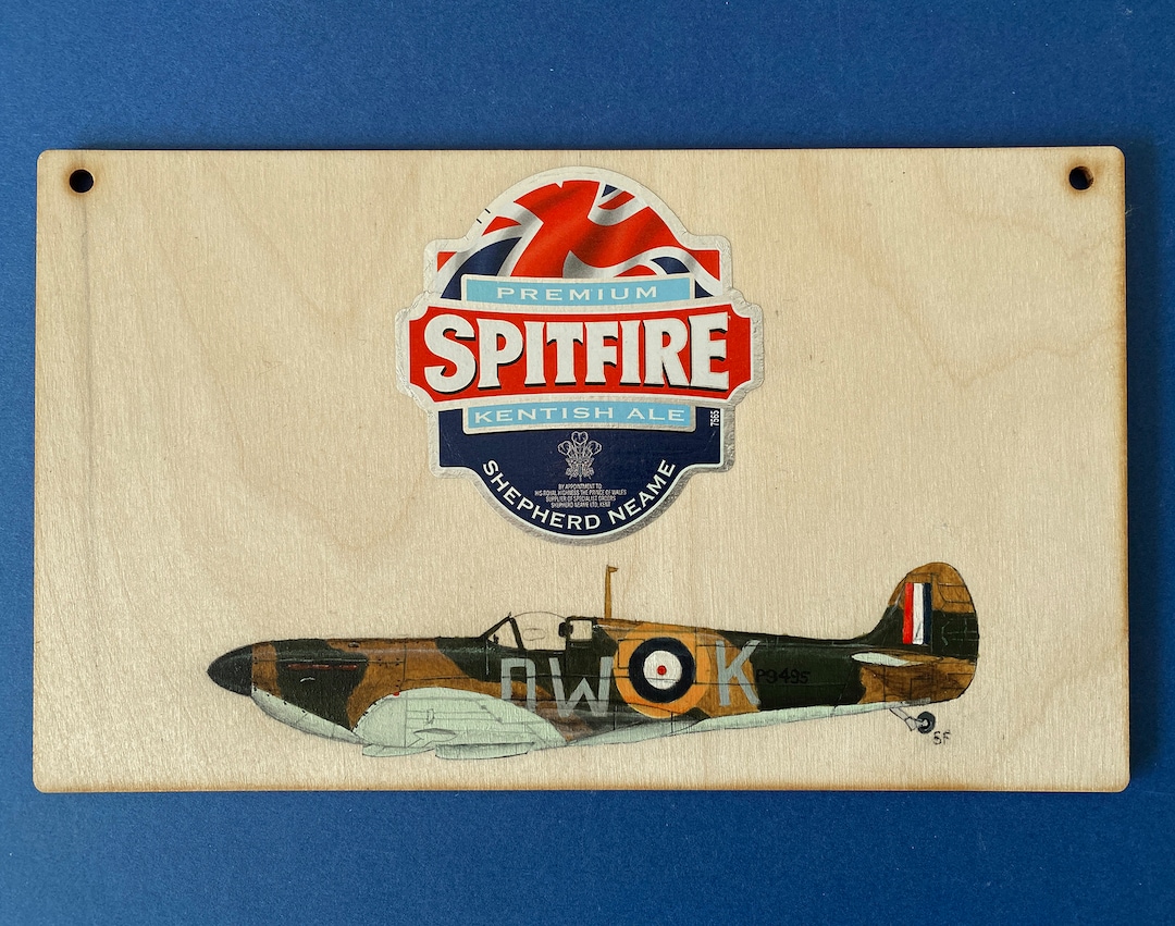 Wall Art Spitfire Painting and Beer Label, Aviation Art, Wall Art, Home ...