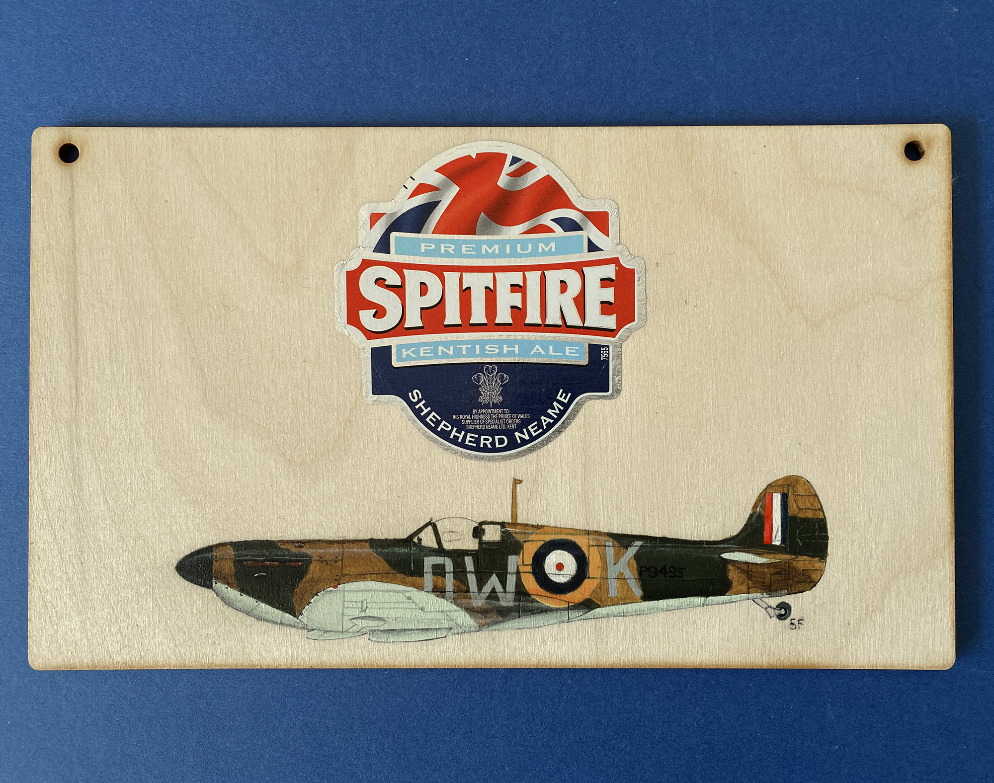 Wall Art Spitfire Painting and Beer Label, Aviation Art, Wall Art, Home ...