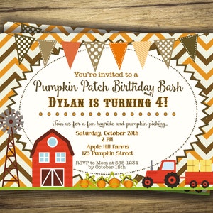 Fall Pumpkin Patch Birthday Invitation Hayride, Farm, Pumpkin Picking ...