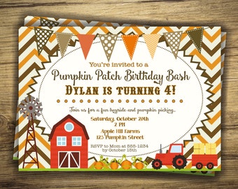 Fall Pumpkin Patch Birthday Invitation Hayride Farm Autumn | Etsy