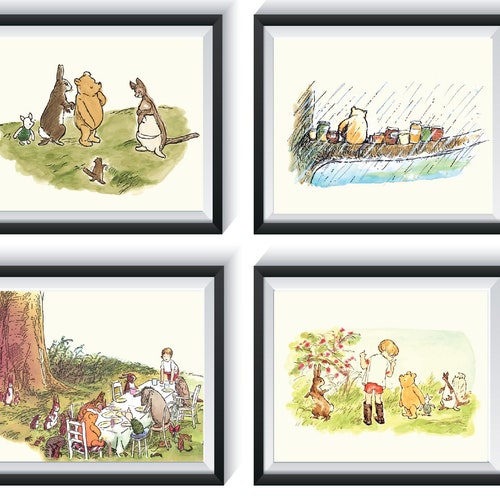 Classic Winnie the Pooh Nursery Print Neutral Bedroom Wall - Etsy